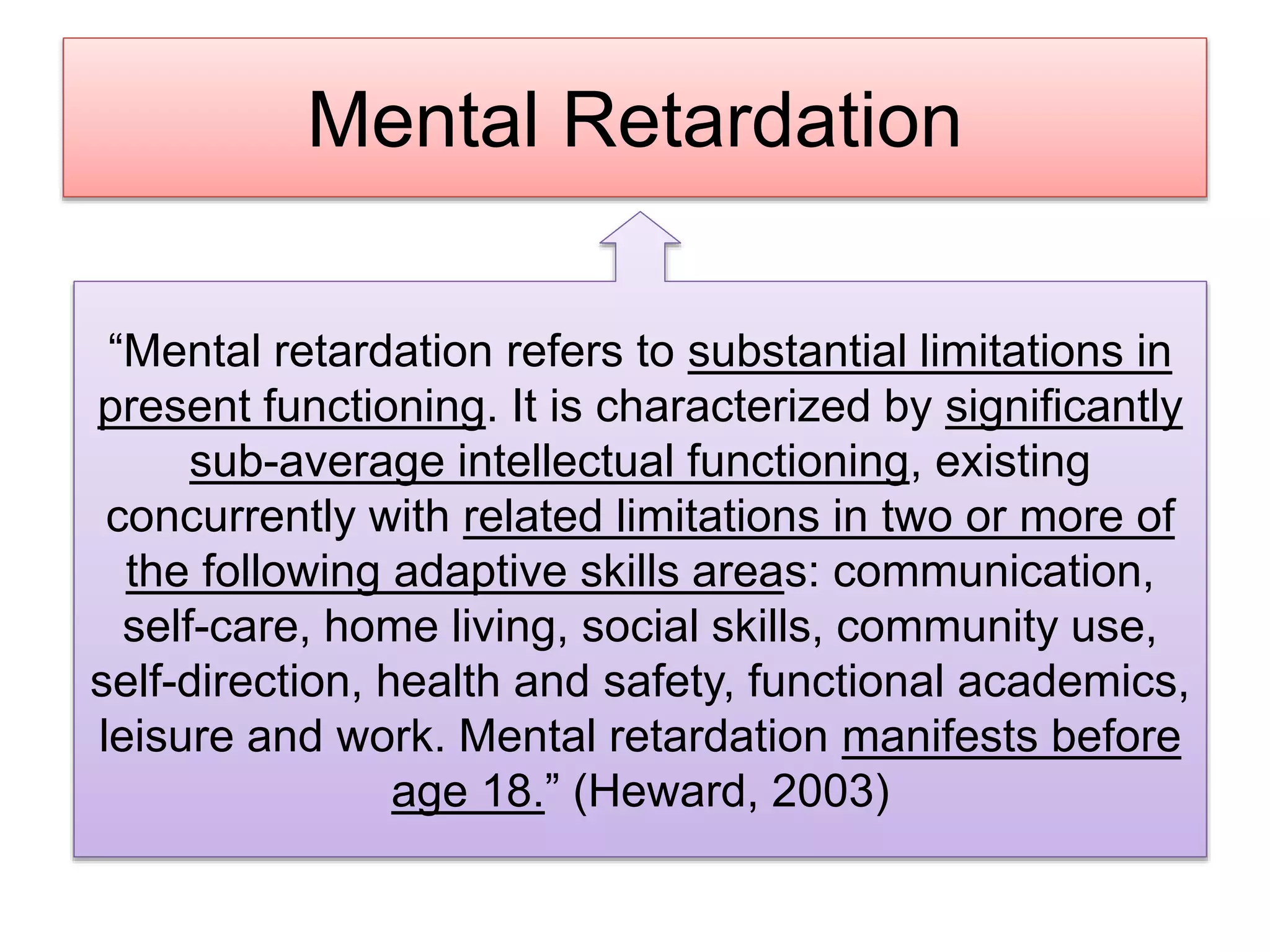 Mental Retardation/Intellectual Disability: Definition and its causes ...
