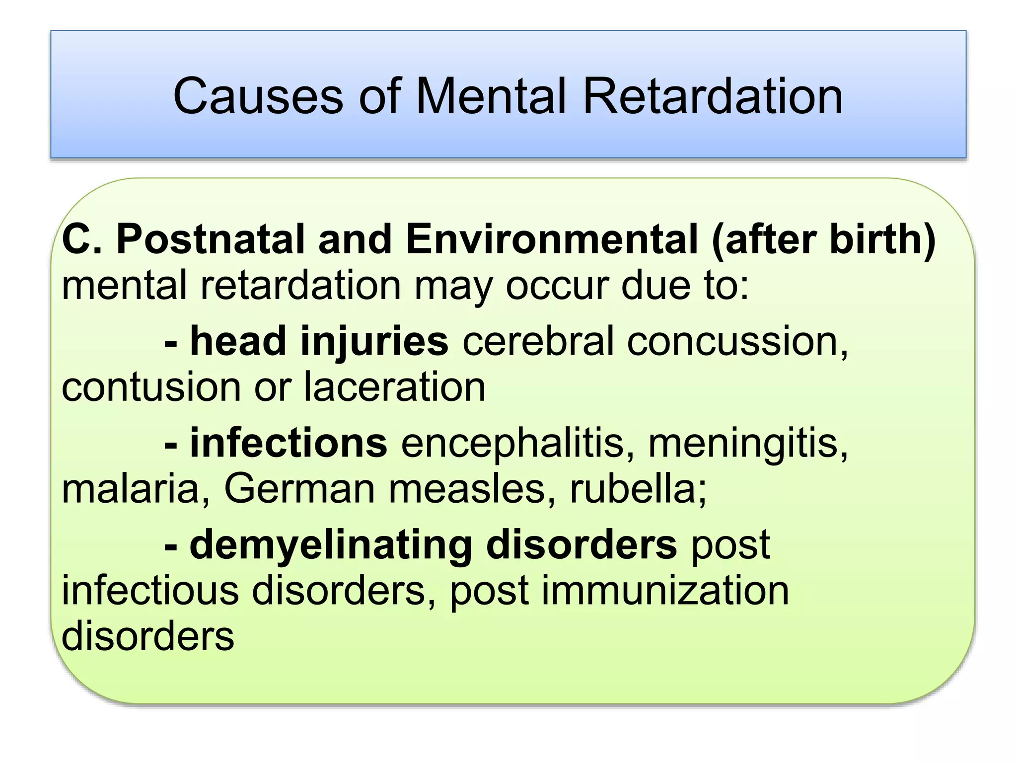 Mental Retardation/Intellectual Disability: Definition and its causes ...