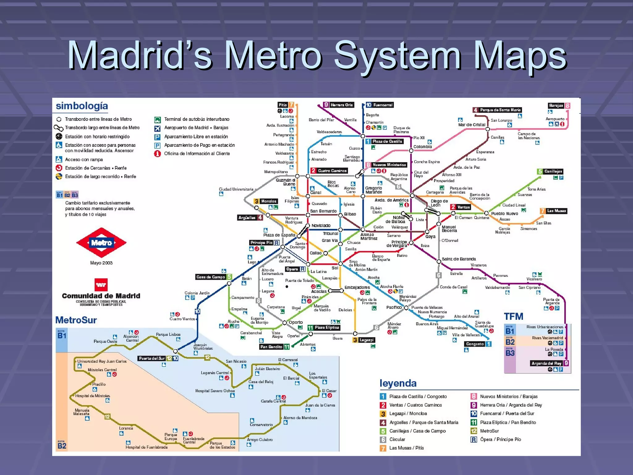 Madrid’s metro system map (2008) | PPT