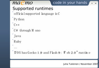 Maemo Development Environment | PPT | Programming Languages | Computing