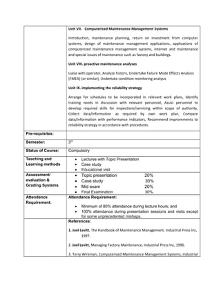 Ma eng 713 maintenance enginnering adama university | DOC