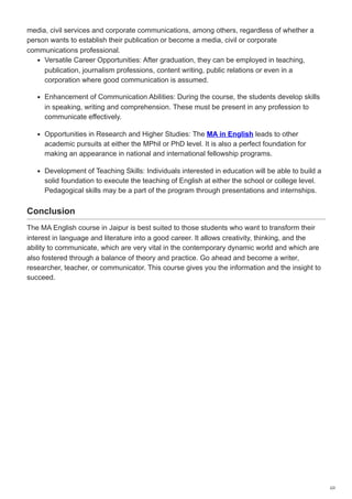 MA English Course Details, Syllabus, and Career Scope | PDF