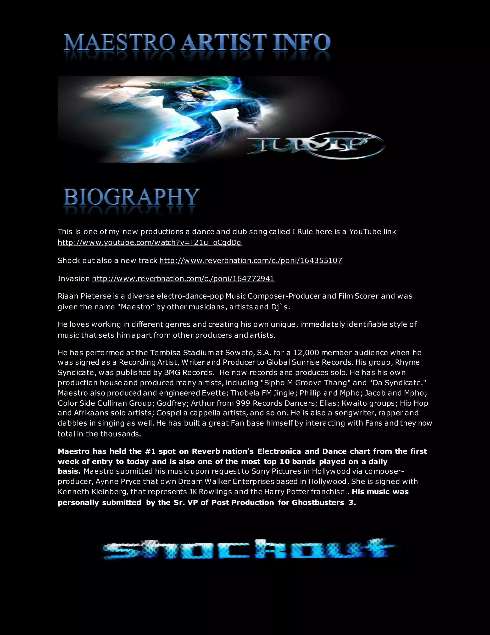 Maestro Artist Info And Press Kit | PDF