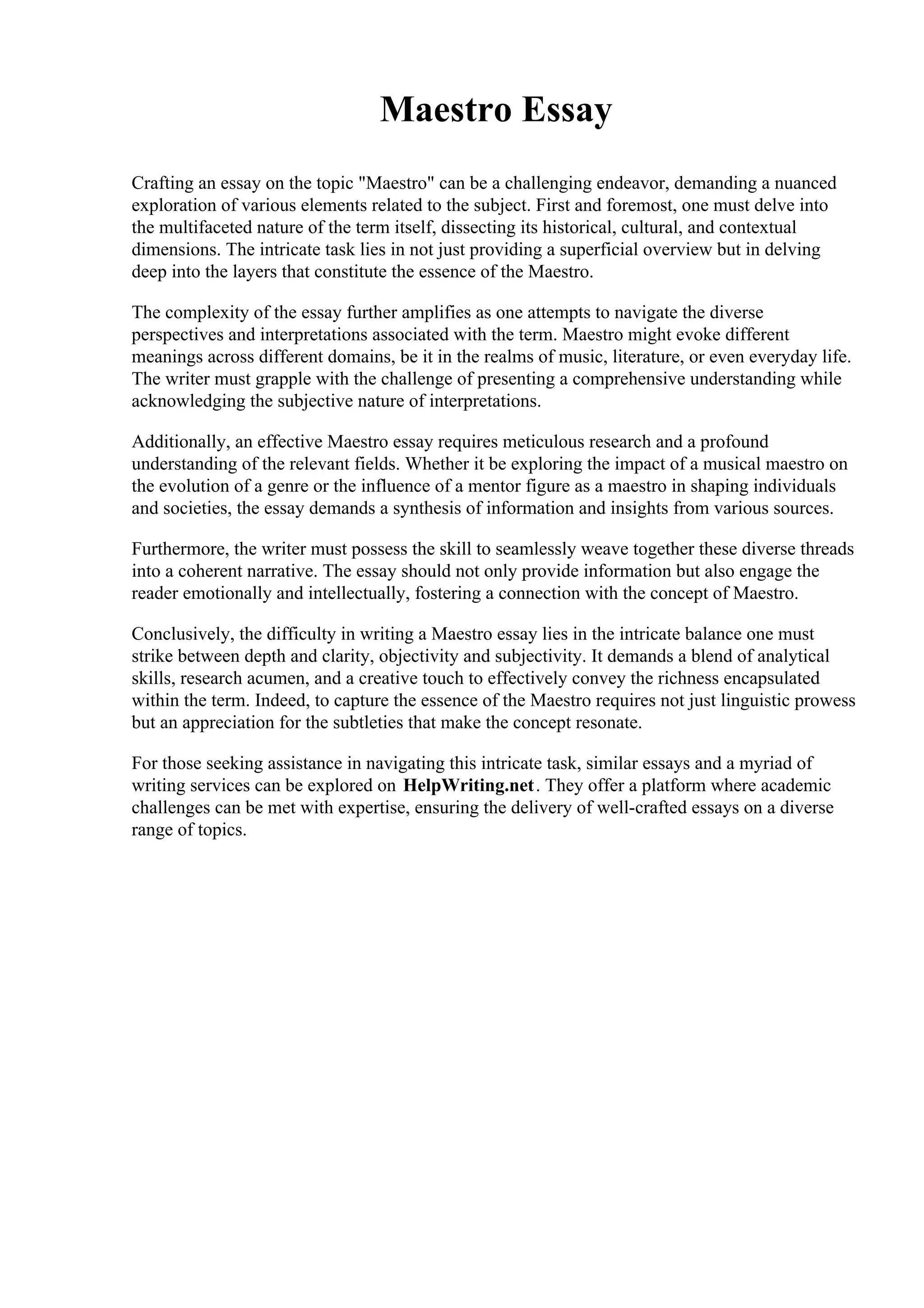 Maestro Essay.pdf | Books and Literature