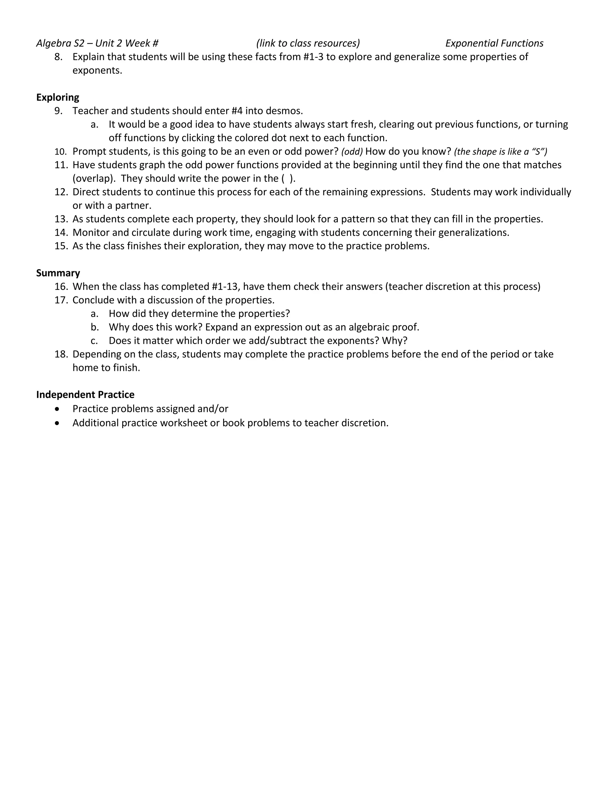 Exponential Rules Lesson Plan | PDF