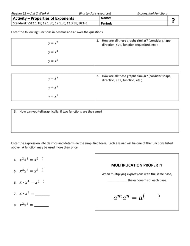 Exponential Rules Lesson Plan | PDF