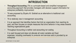Throughput Accounting (Management Accounting and Finance) | PPTX