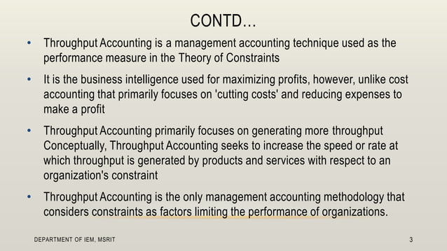 Throughput Accounting (Management Accounting and Finance) | PPTX ...