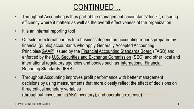 Throughput Accounting (Management Accounting and Finance) | PPTX ...