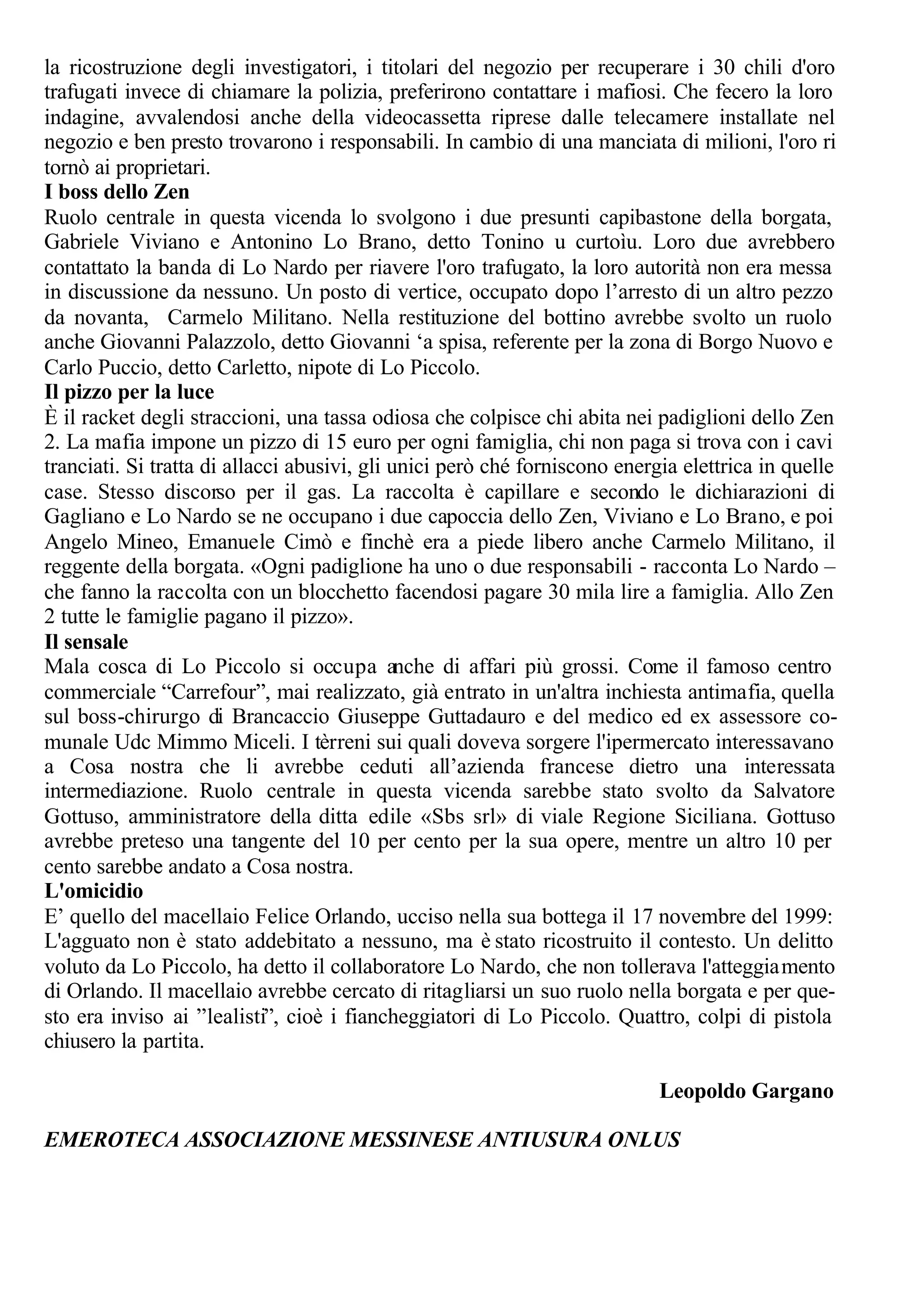 Mafia 2005 le mani della mafia sul racket | PDF