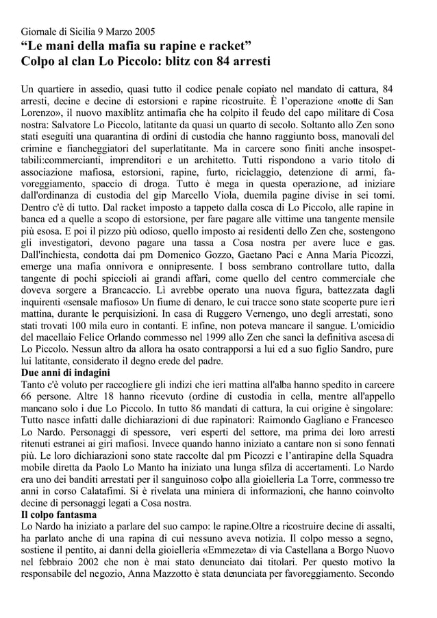 Mafia 2005 le mani della mafia sul racket | PDF