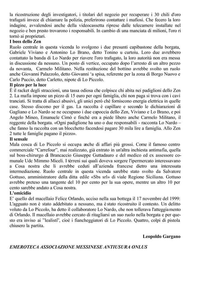 Mafia 2005 le mani della mafia sul racket | PDF