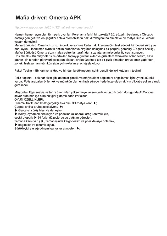 Mafia driver omerta apk | PDF