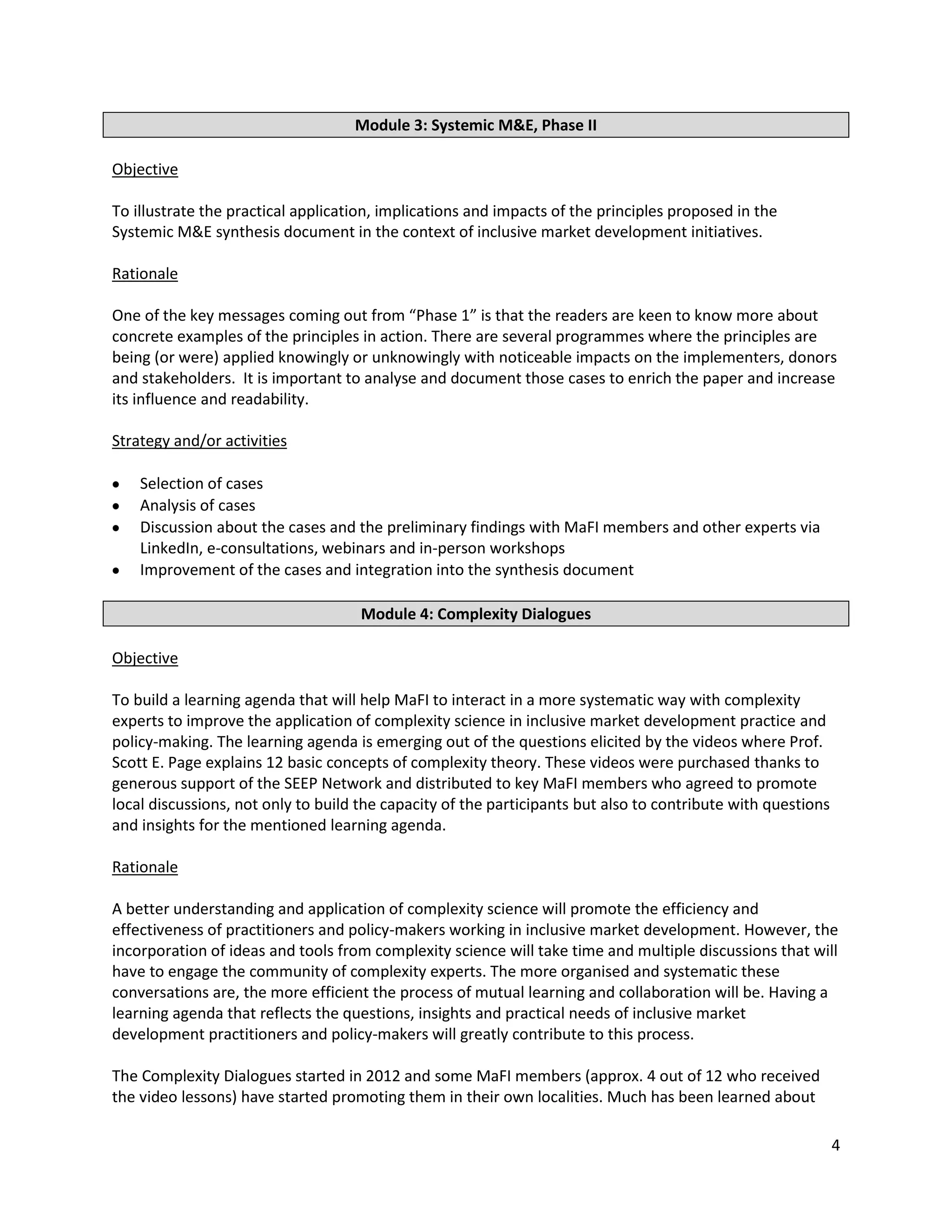 Mafi Work Plan 2013, short version (March 2013) | DOCX