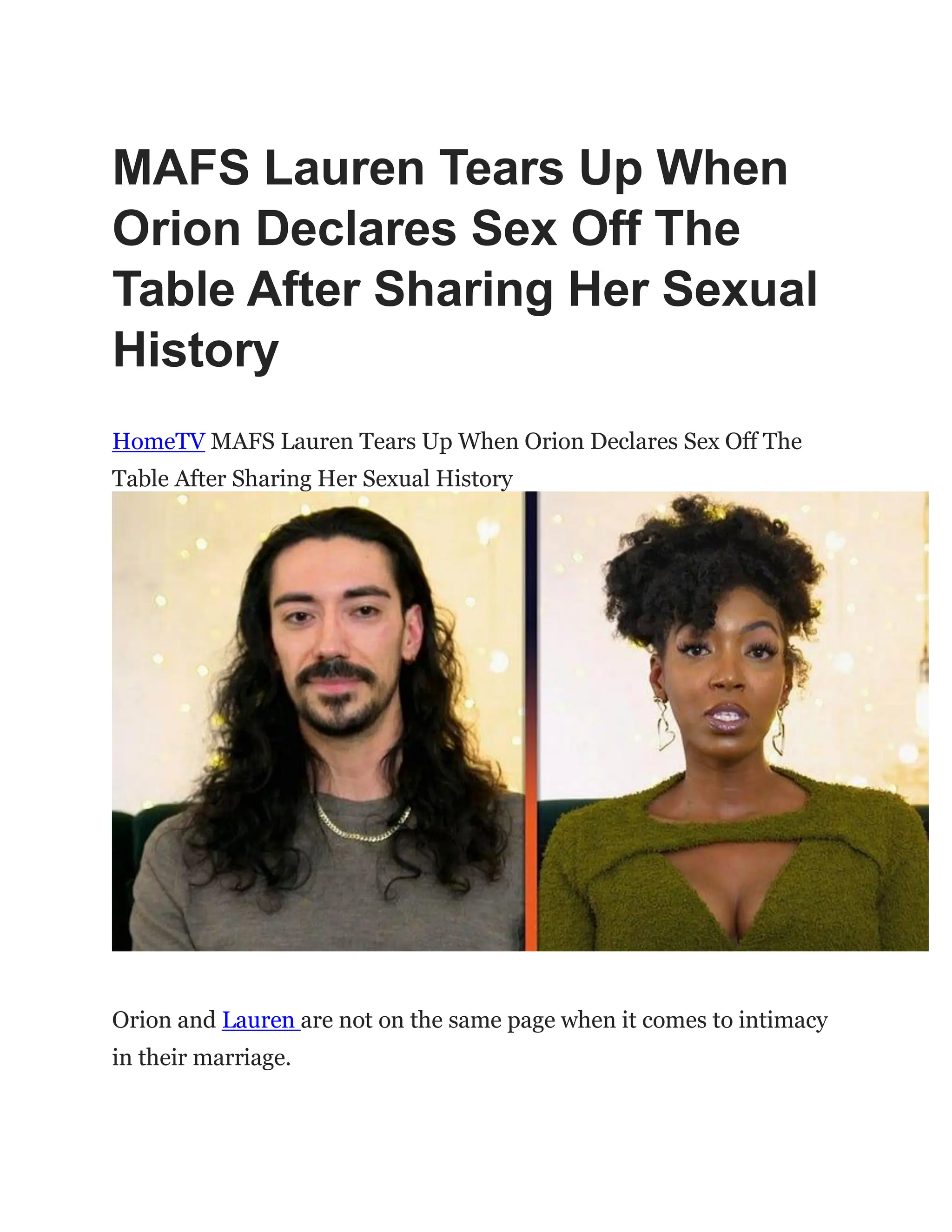 Mafs Lauren Tears Up When Orion Declares Sex Off The Table After Sharing Her Sexual Historypdf