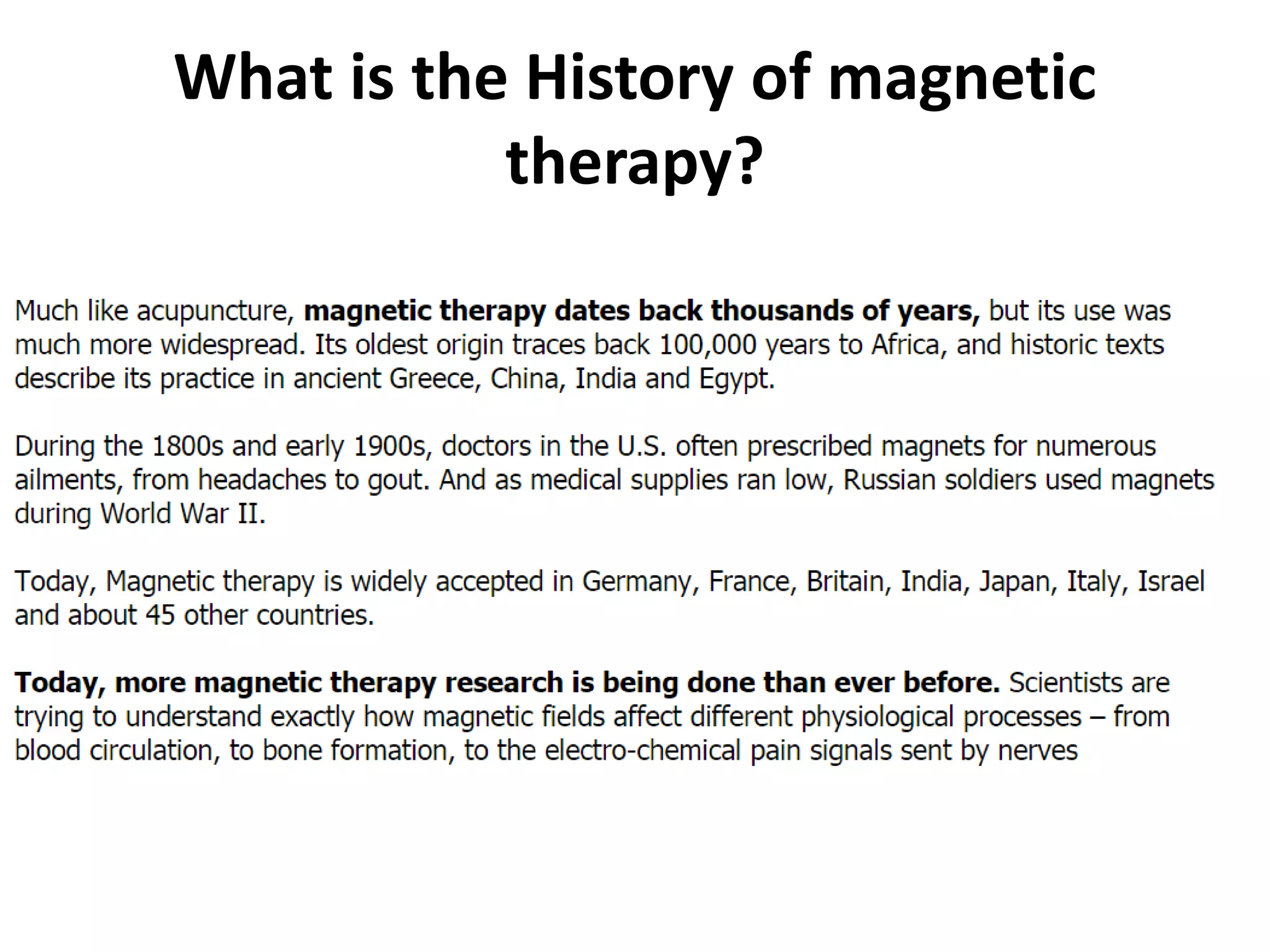 Magnetic Therapy Benefits as Alternate Treatment | PPT
