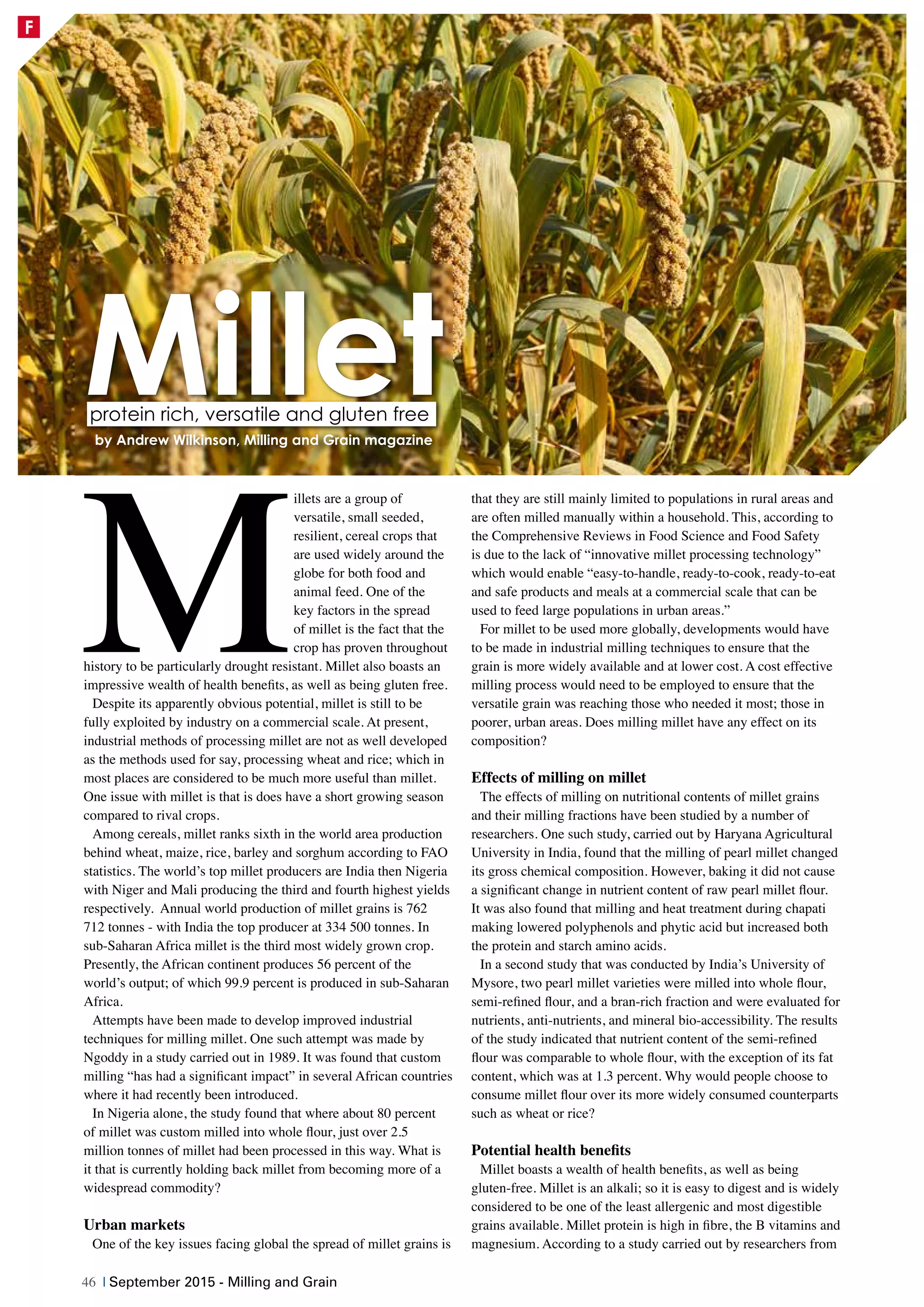 Millet - protein rich, versatile and gluten free | PDF