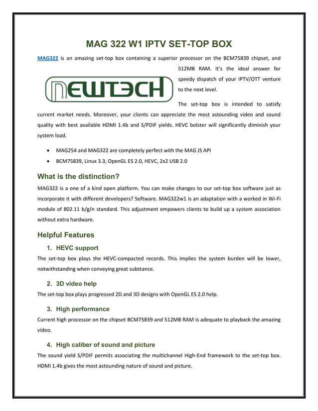 Mag 322 w1 iptv set top box - newtech.co.uk | Digital Audio | Computer ...