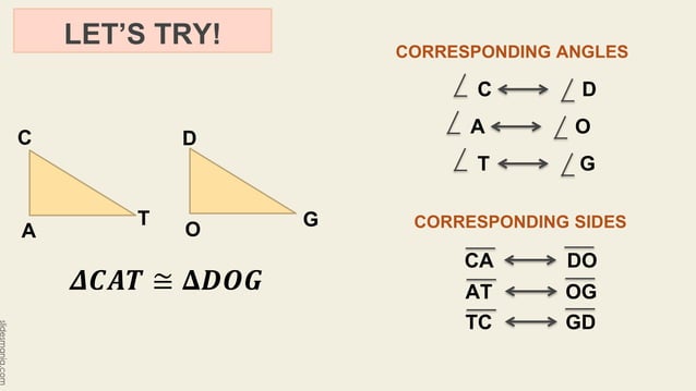 ILLUSTRATING TRIANGLE CONGRUENCE THAT INVOLVES CORRESPONDENCE | PPT