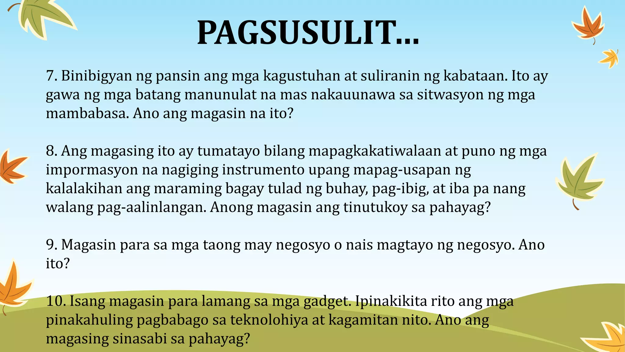 MAGASIN (Grade 8) FILIPINO | PPTX