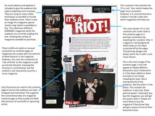Magazine analysis | PPTX | Music | Entertainment