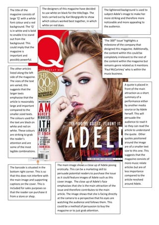 Magazine analysis - Cover Pages | DOCX