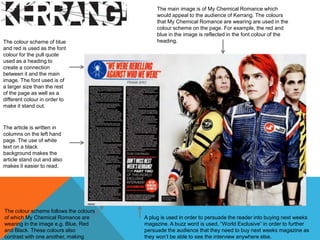 Magazine analysis q, kerrang, nme | PPTX | Desktop Publishing | Computer Software and Applications