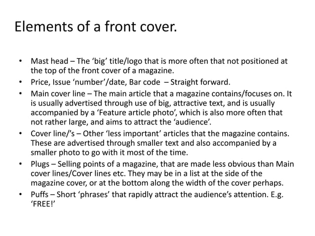 Magazine Analysis (Front Cover) | PPTX