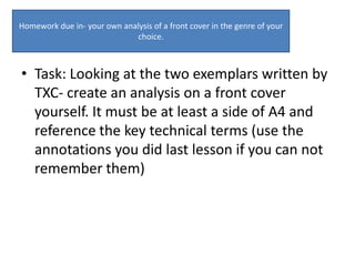 Magazine analysis lesson 1 a | PPTX