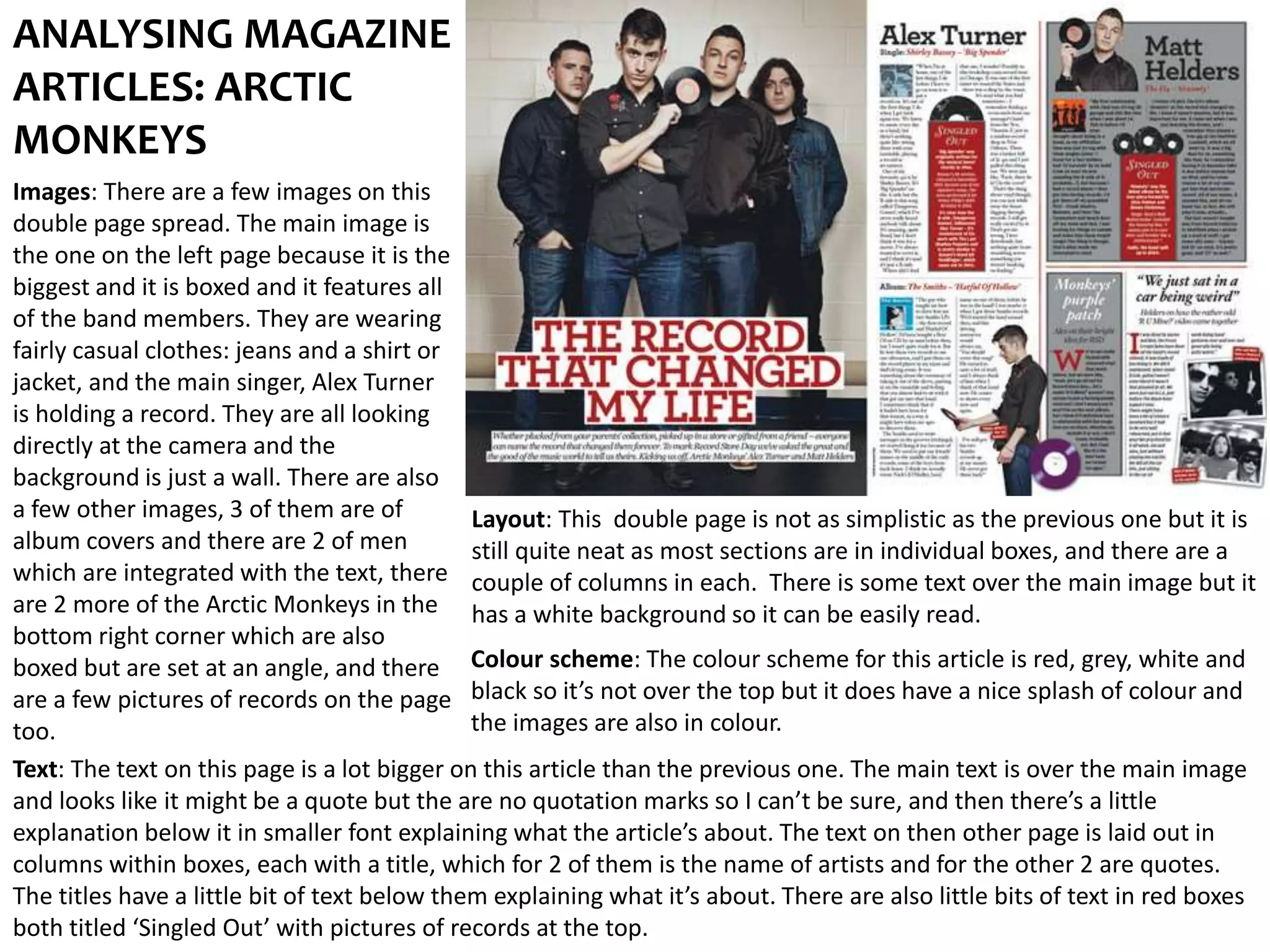 Magazine article analysis | PPTX | Music | Entertainment