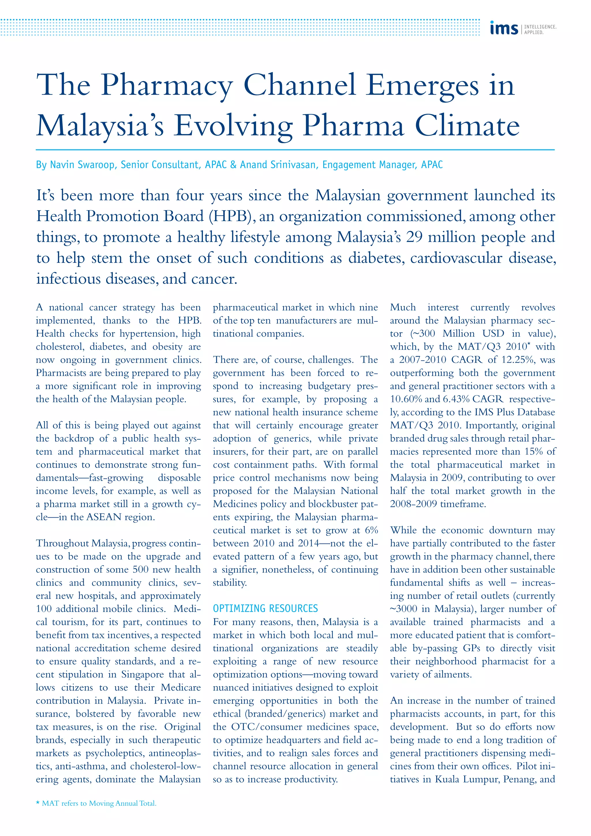 Malaysia's Emerging Pharmacy Channel | PDF