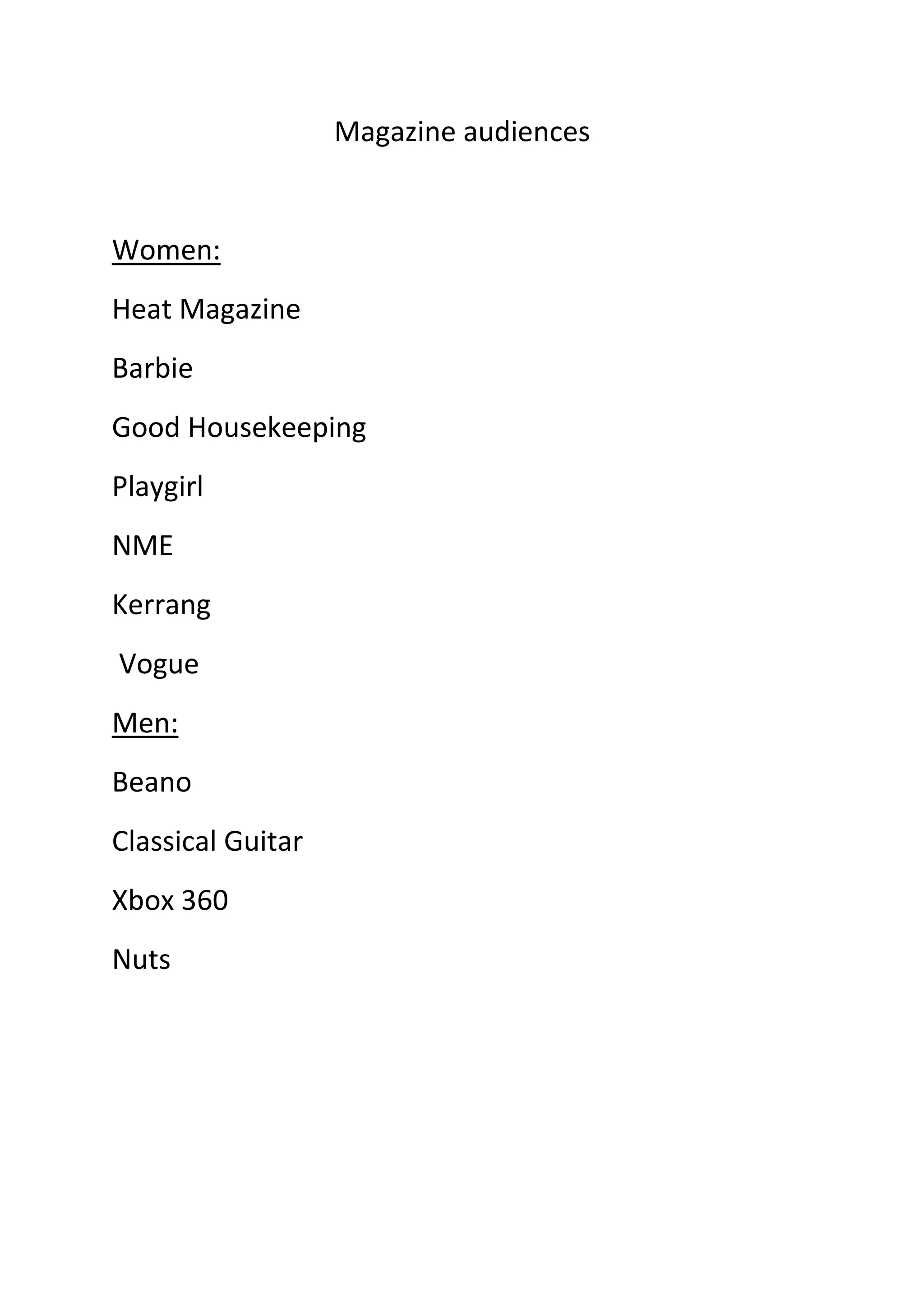 Magazine audiences | DOCX