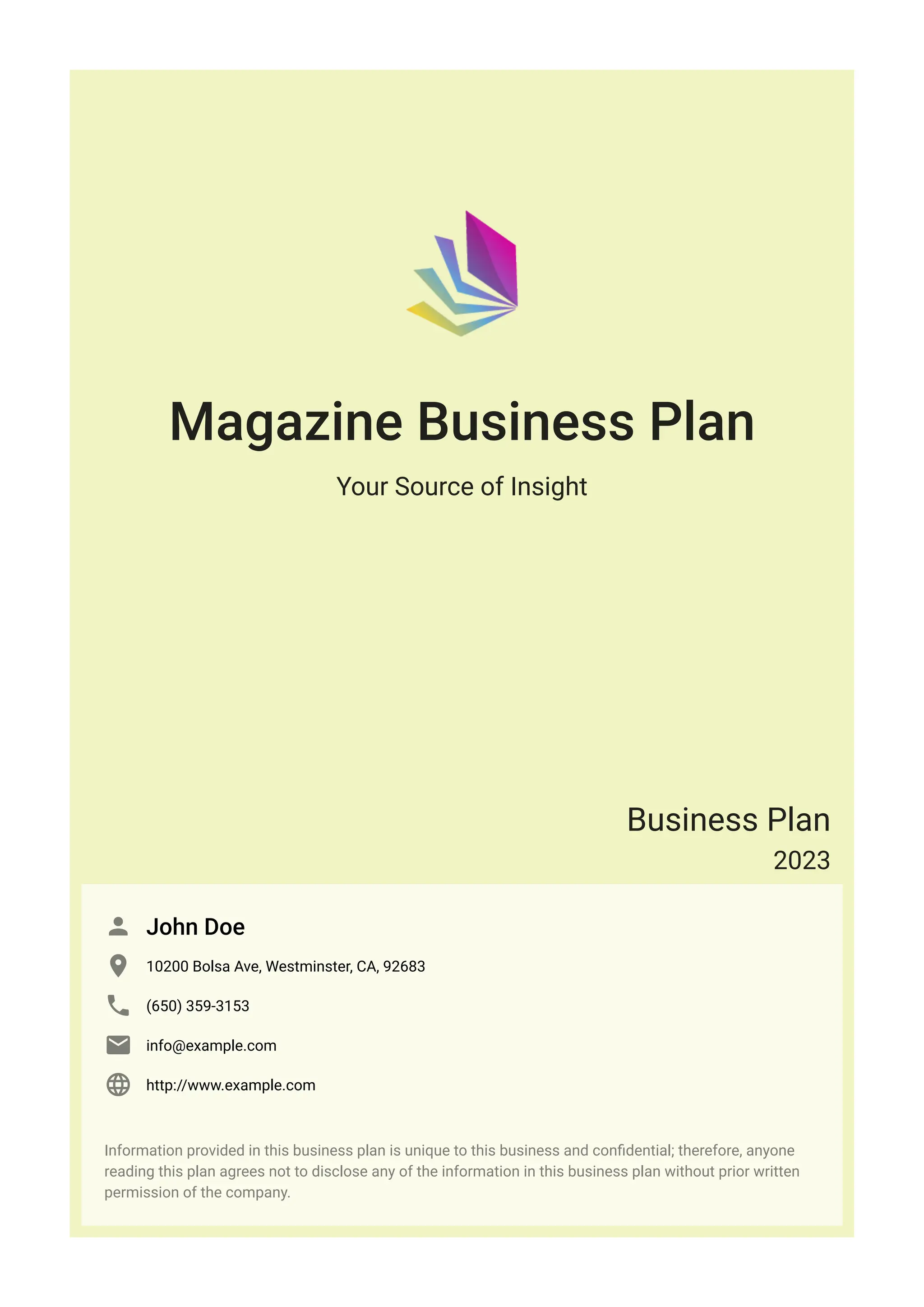 Magazine Business Plan Example | Upmetrics | PDF