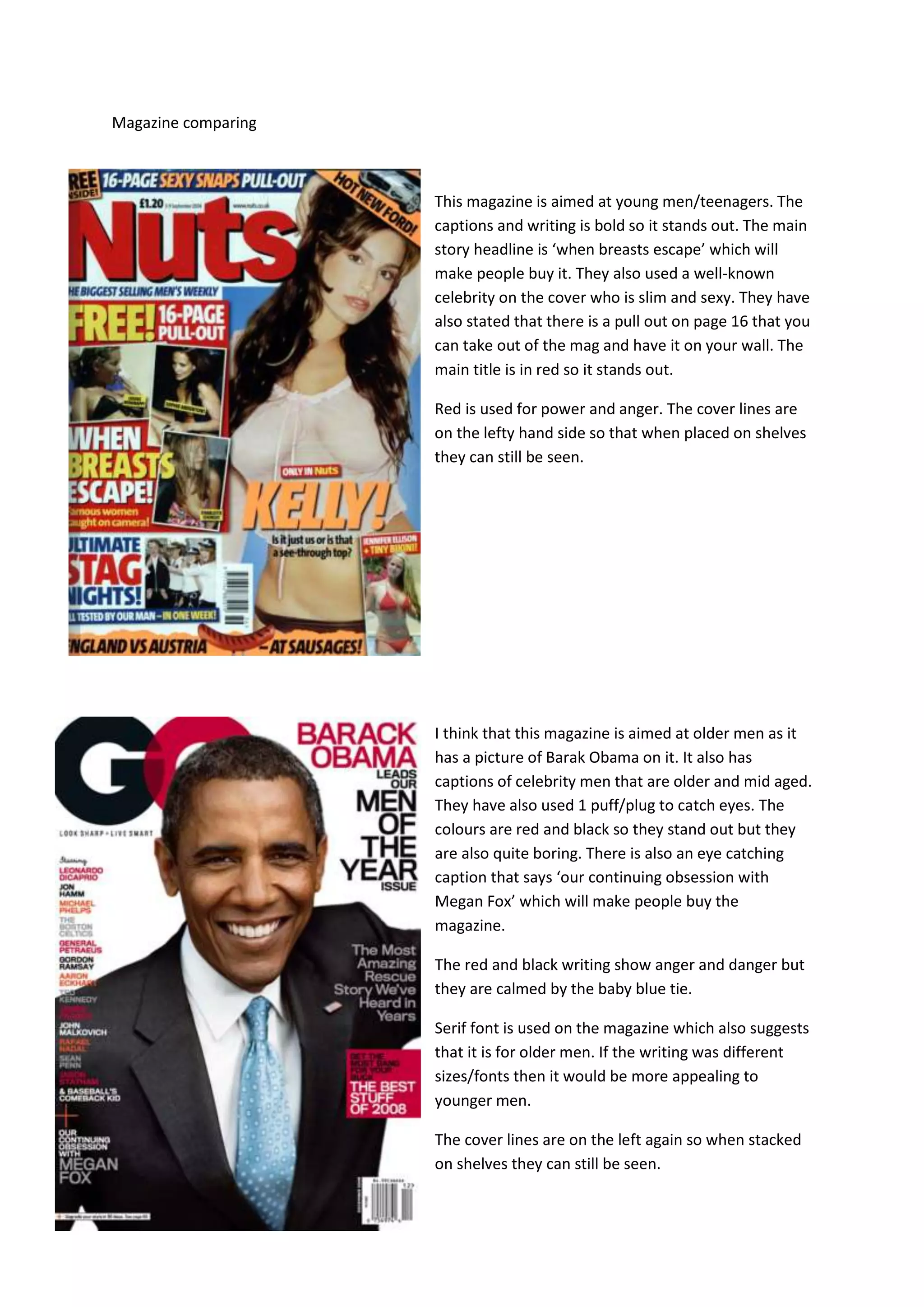 Magazine comparing (men) | DOCX | Style & Fashion