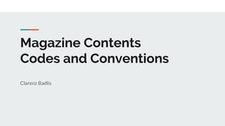 Magazine contents codes and conventions | PPT