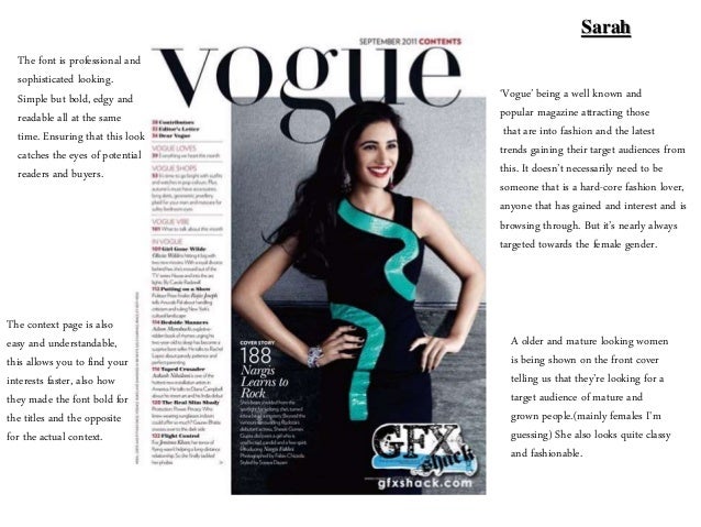 Magazine contents page