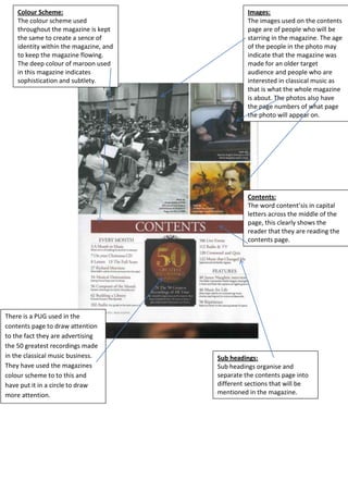 Magazine contents page 1 (classical music) | DOCX