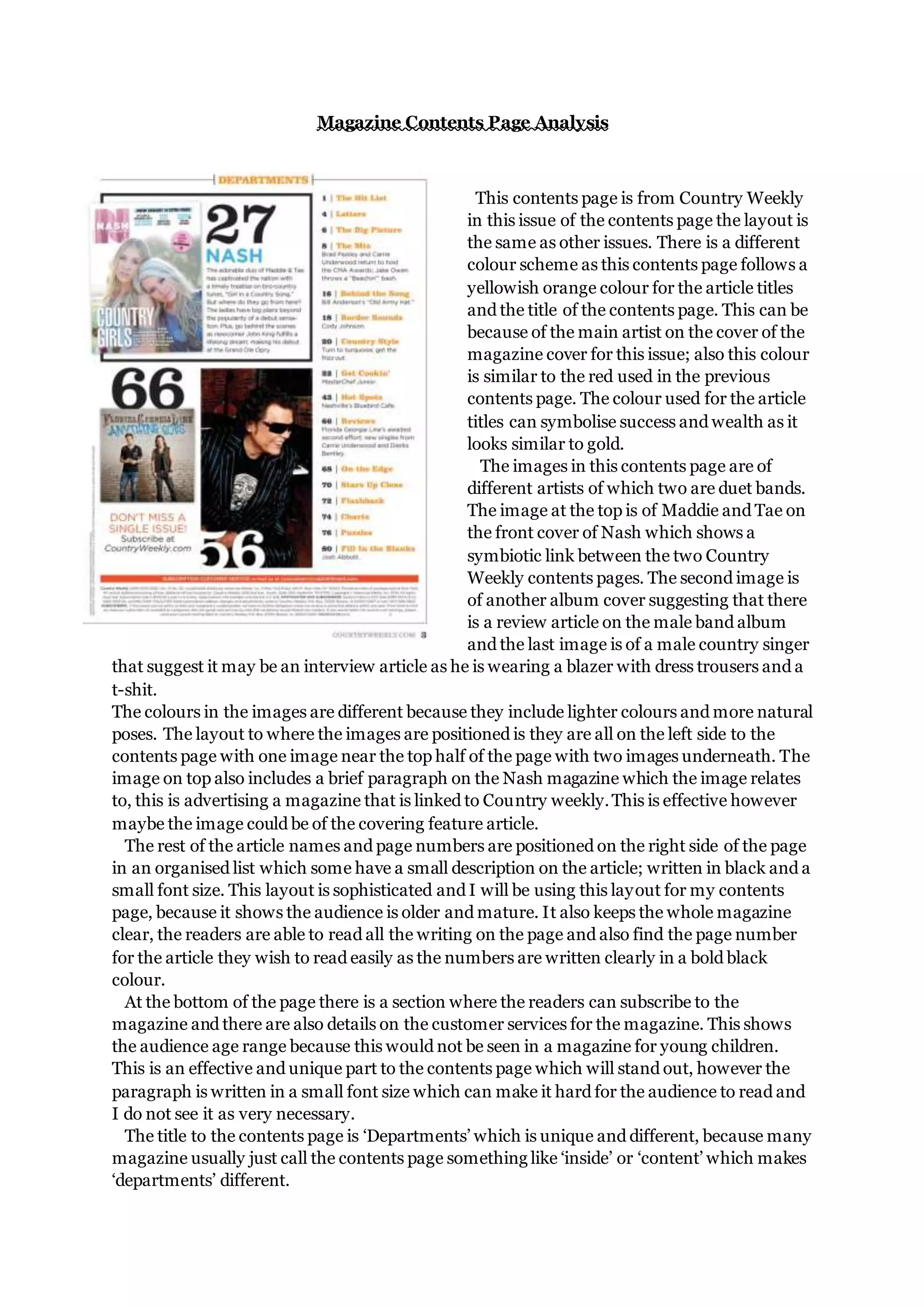Magazine Contents Page Analysis | PDF