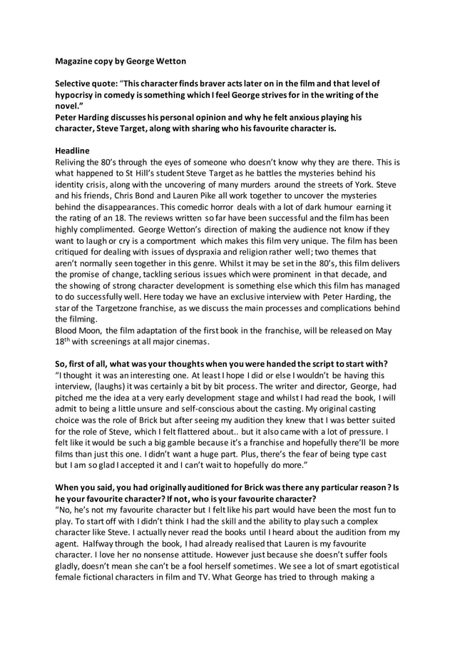 Magazine copy Draft two | PDF