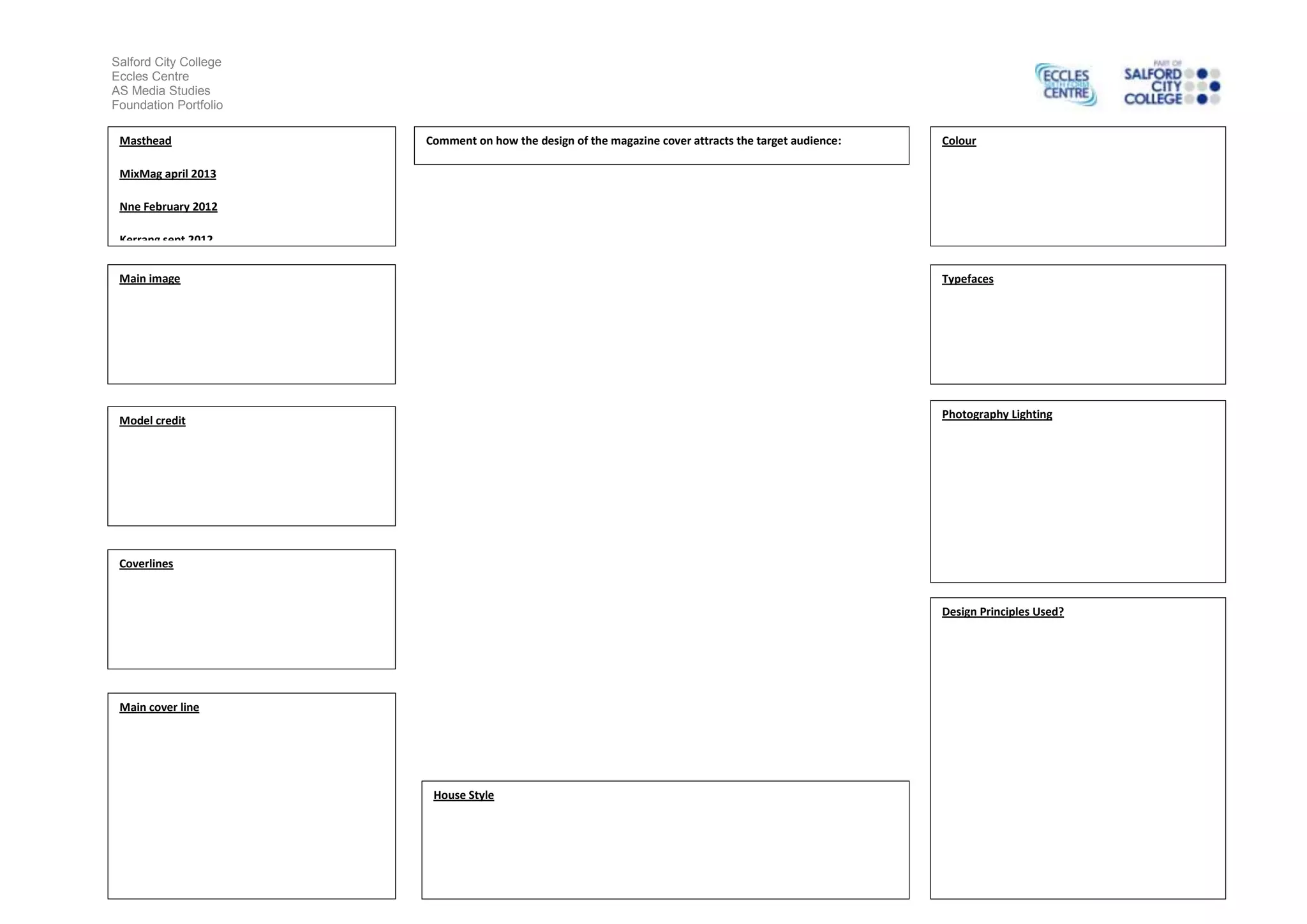 Magazine cover analysis_worksheet | PPT