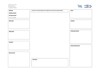Magazine cover analysis_worksheet | PPT