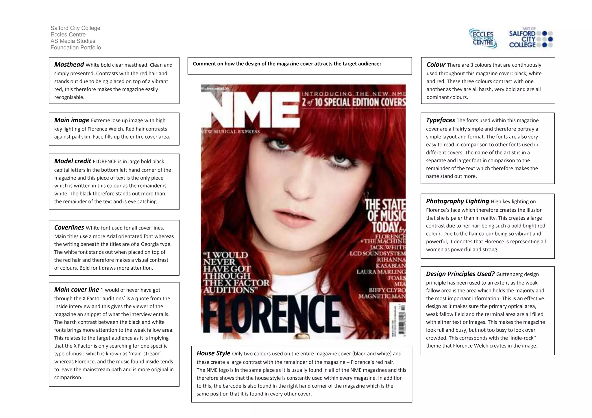 Magazine cover analysis_worksheet (florence and the machine) | DOCX