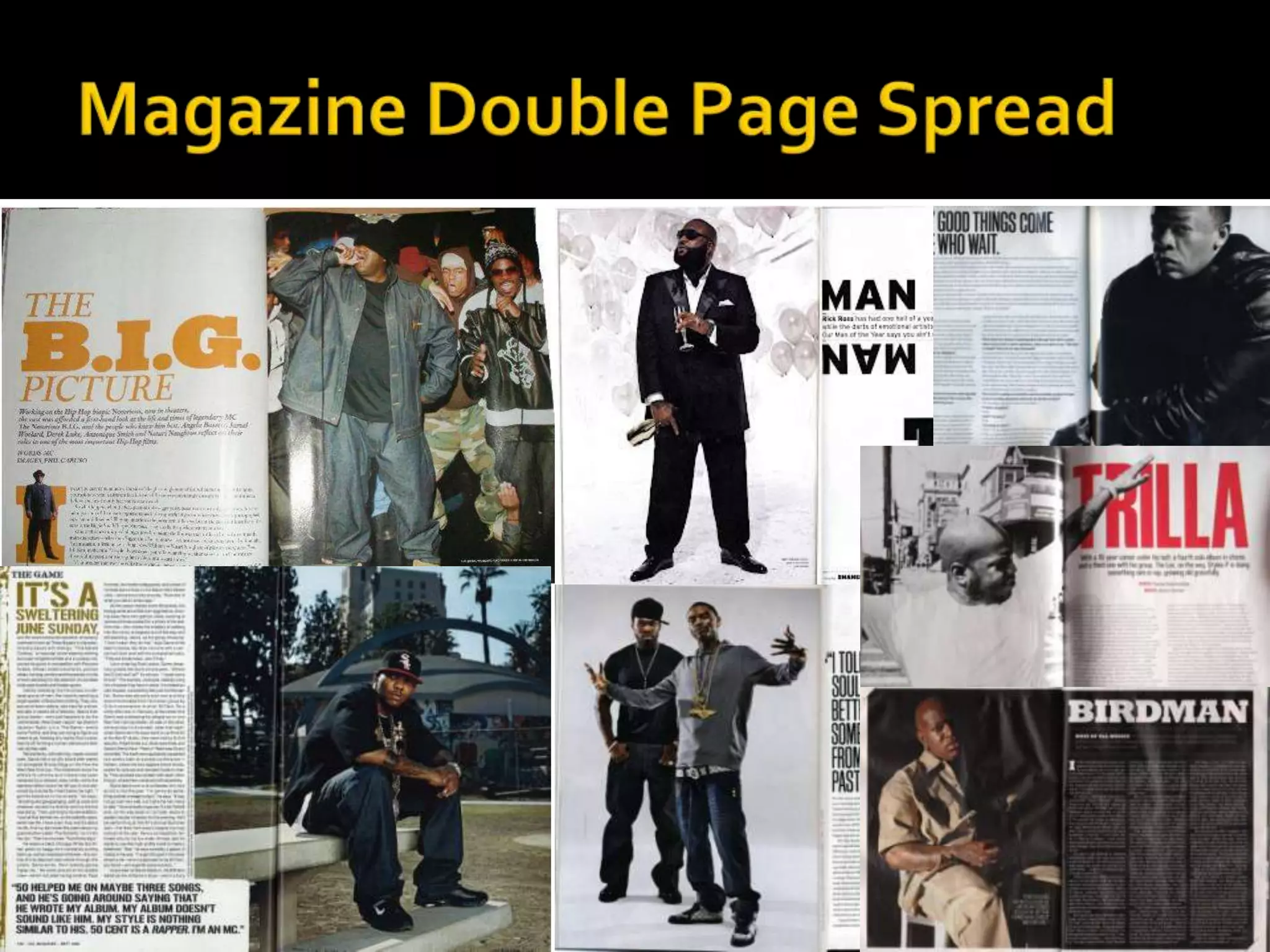 Magazine cover, contents page and double page mood boards | PPTX