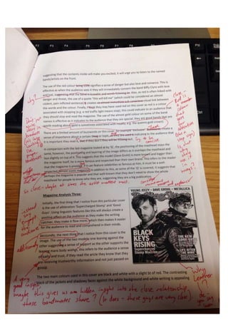 Magazine cover page analysis teacher feedback | PDF