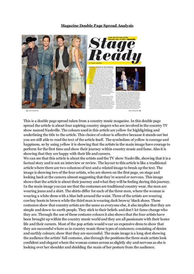 Magazine Double Page Spread Analysis | DOCX | Country Music | Music