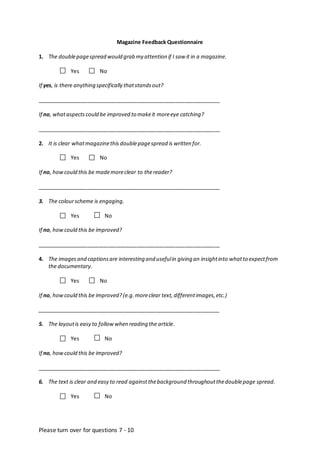 Magazine Feedback Questionnaire | DOCX | Documentary | Genres