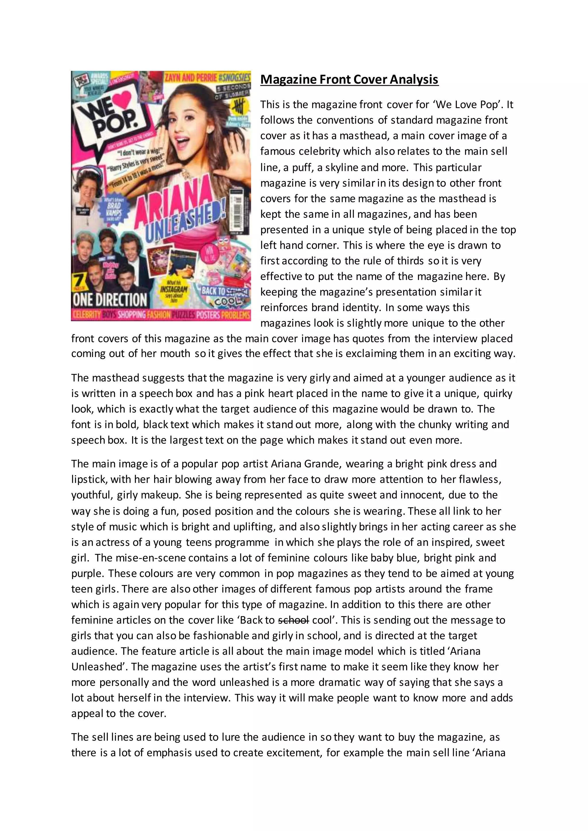 Magazine Front Cover Analysis | PDF