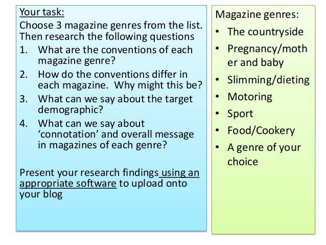 Magazine genres