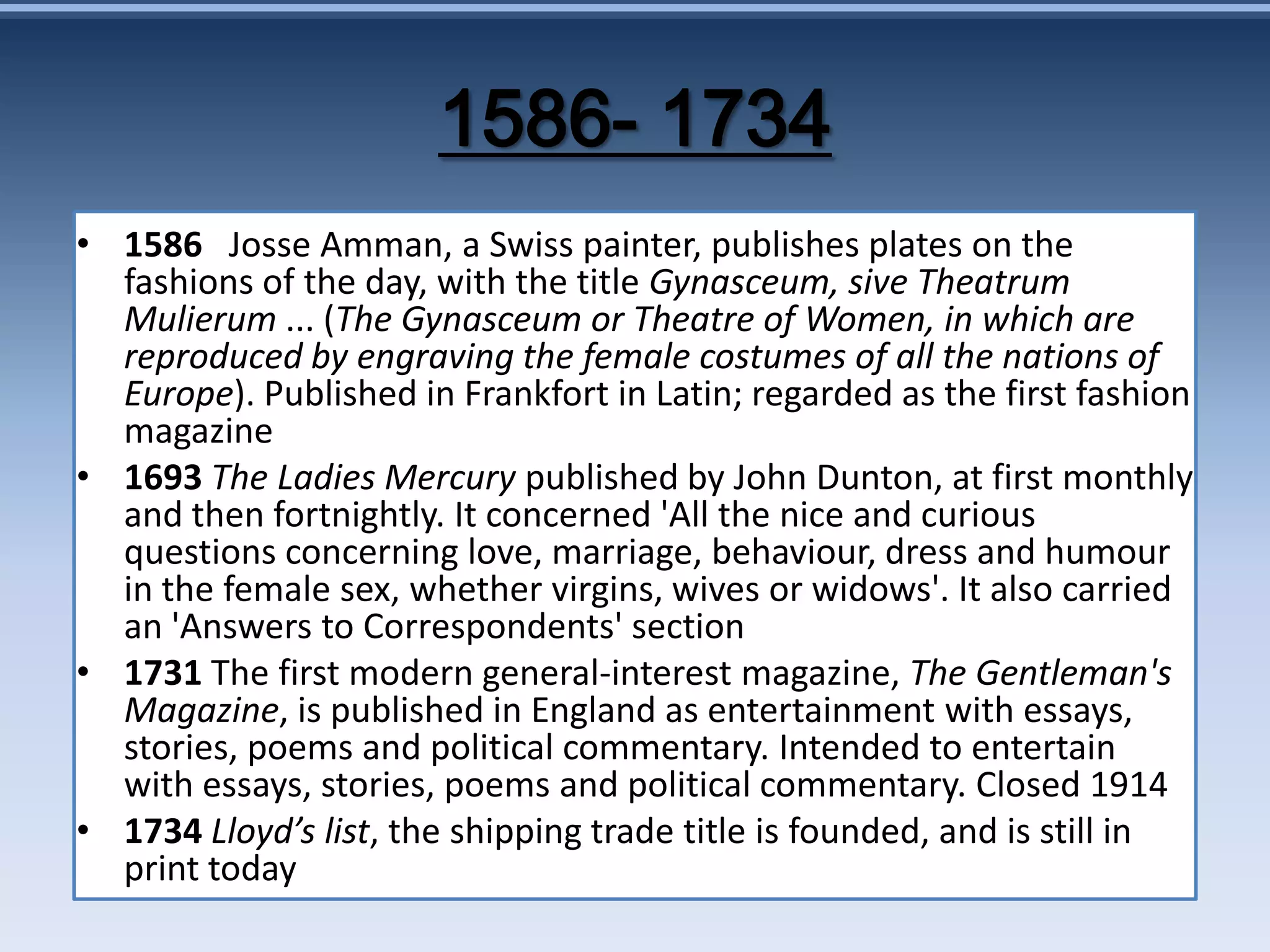 Magazine history timeline | PPTX