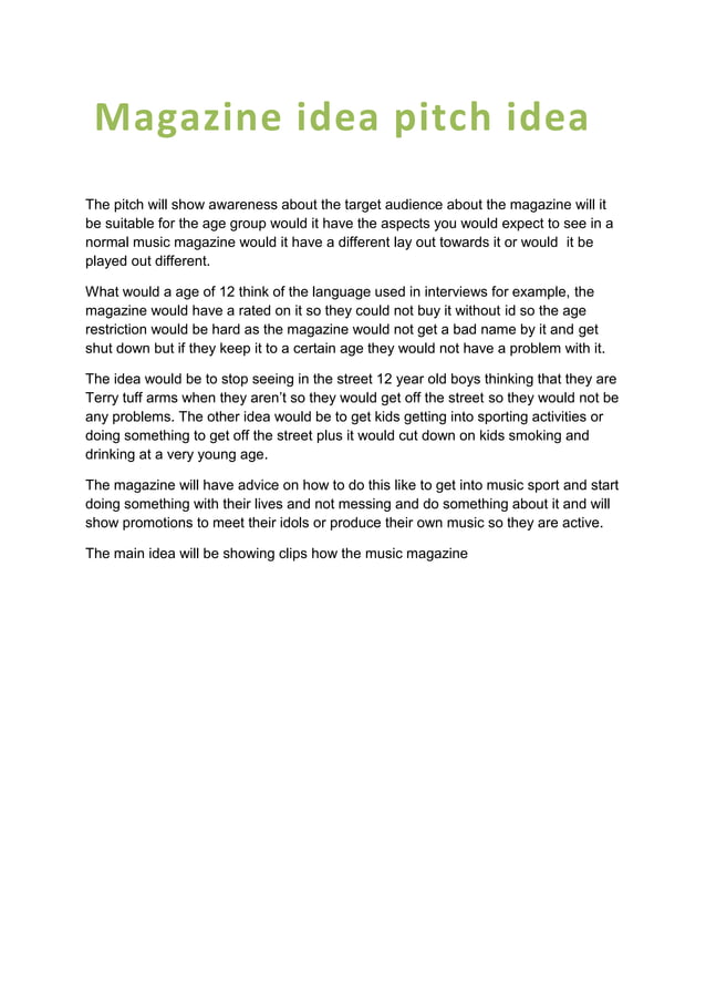 Magazine idea pitch | DOCX